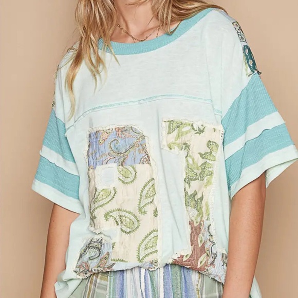 POL | Tops | 7 Pol Appliqu Bohemian Patchwork Distressed Mixed Fabrics ...
